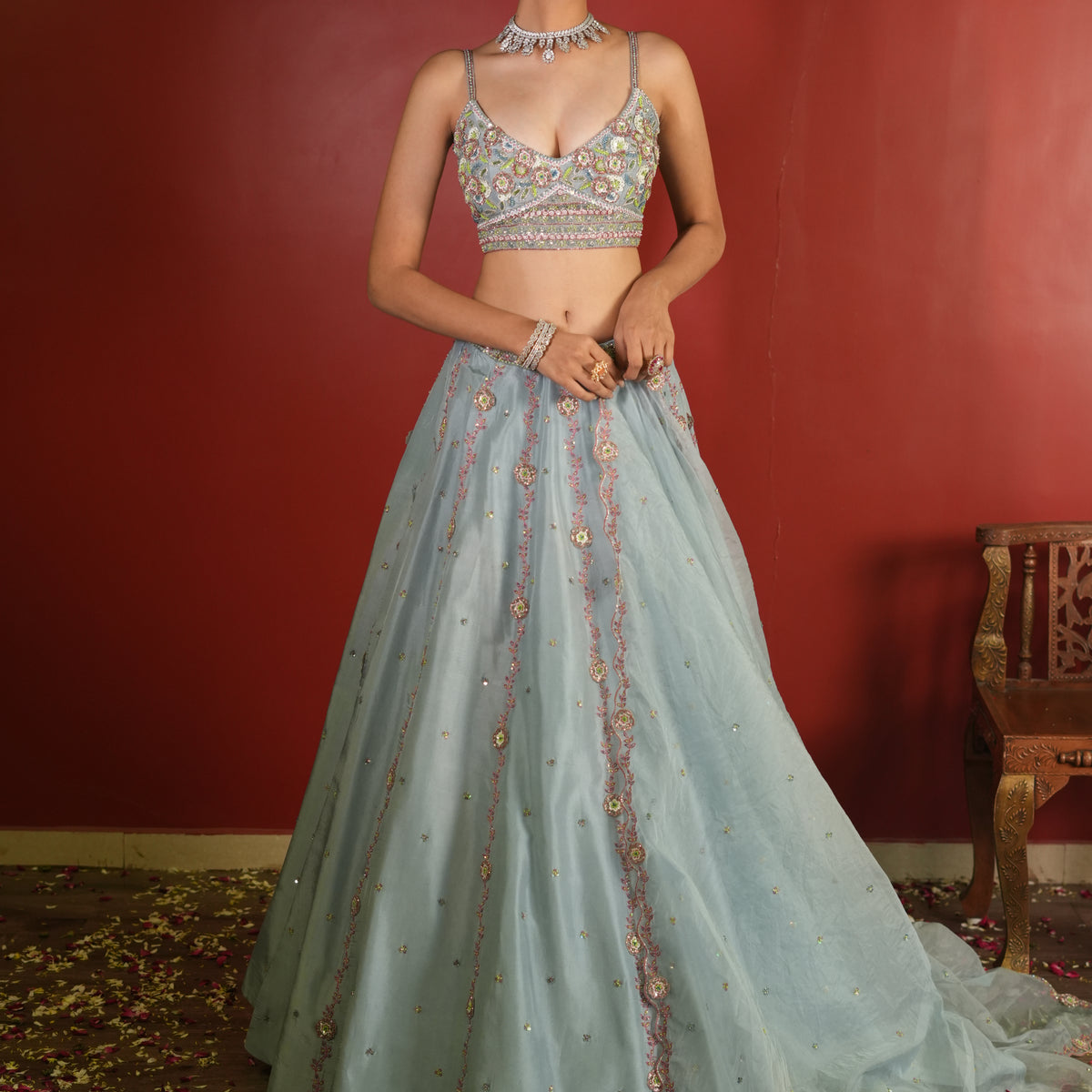 Sky Blue Lehenga Set – Enamour by Radhha