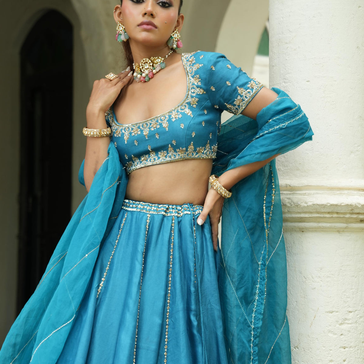 Peacock Blue Lehenga – Enamour by Radhha