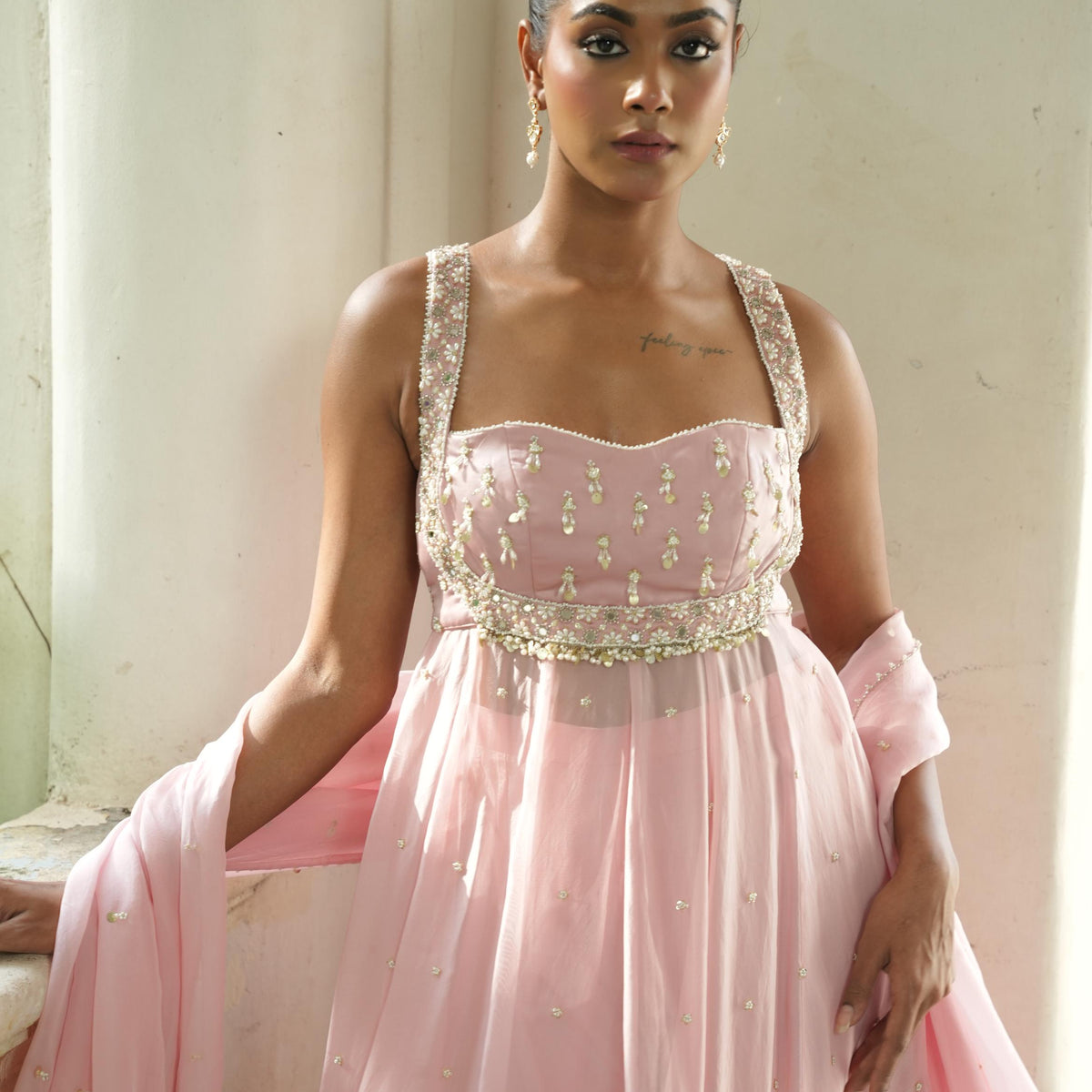 Baby Pink Anarkali With Sharara Set – Enamour by Radhha