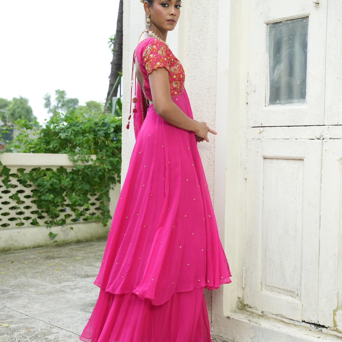 Gulabi Pink (Resham Detail) Anarkali With Sharara Set – Enamour by Radhha